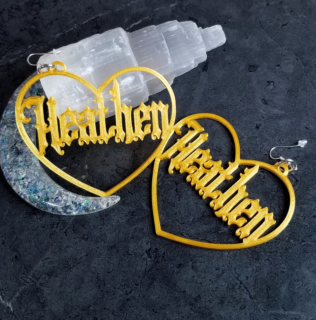 Heathen Heart Hoop Heretic Oversized Statement Earrings 3D Printed ...