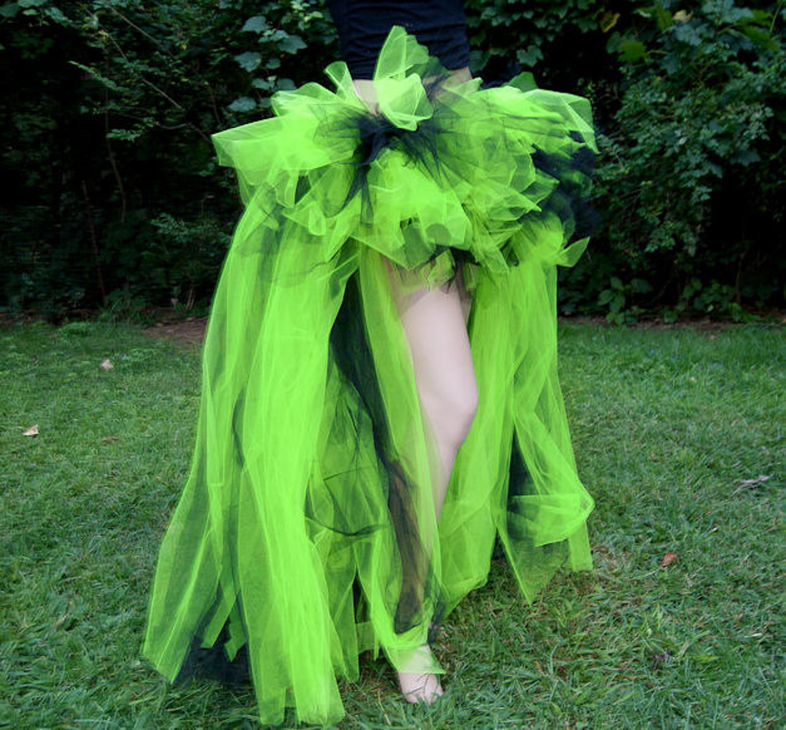High Low Tulle Formal Neon Green and Black Trashy Wedding Bride Formal ...