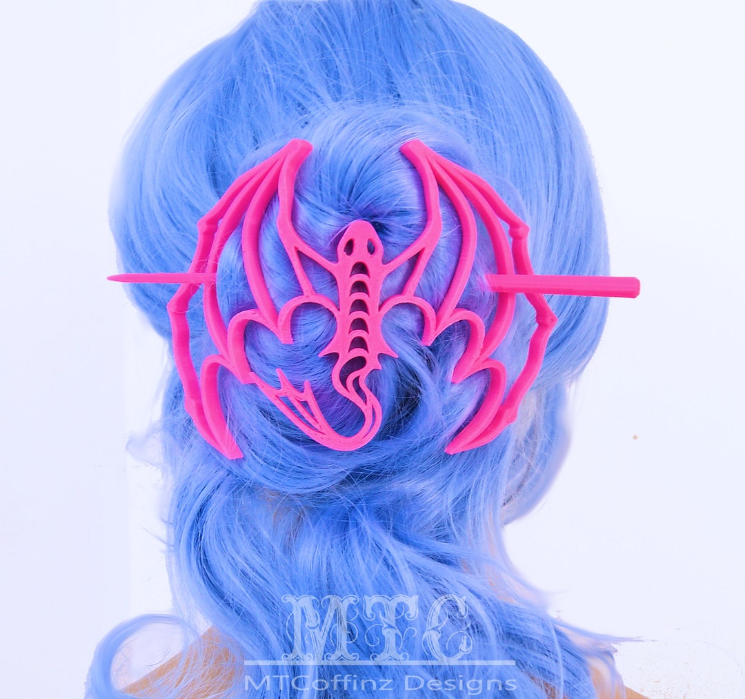 Dragon Bun Holder Hair Cage 3D Printed Mythical Creature Long Hair ...