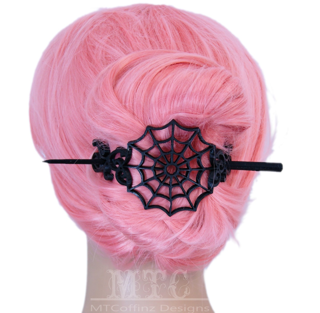 Spiderweb Bun Holder Hair Cage 3D Printed Long Hair Gothic Accessory ...