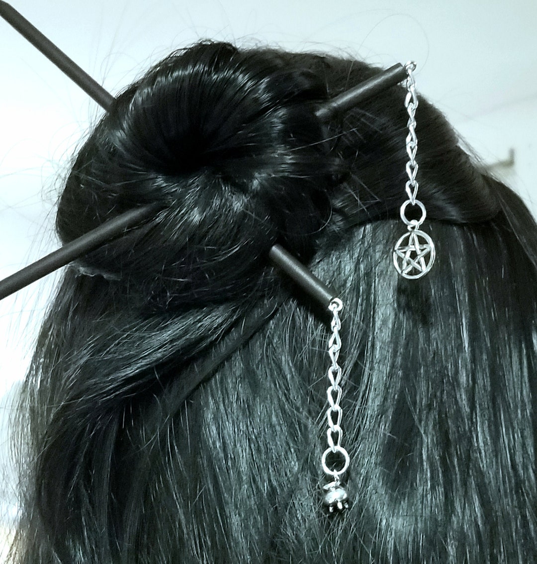 Pentacle Pentagram and Cauldron Hair Stick Set Pair Updo Goth Gothic ...