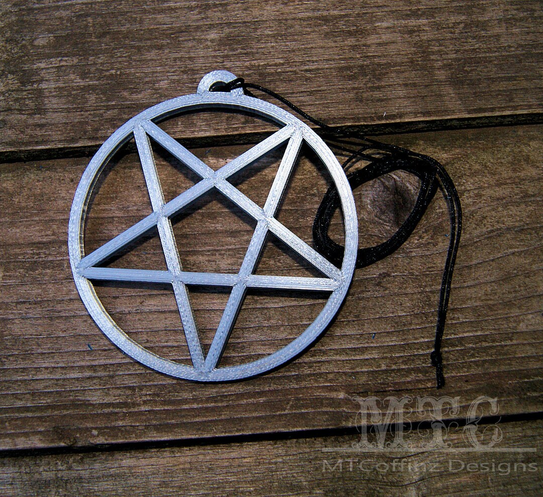 Pentacle Pendant Necklace Silver Gunmetal 3D Printed Witch Pentagram ...