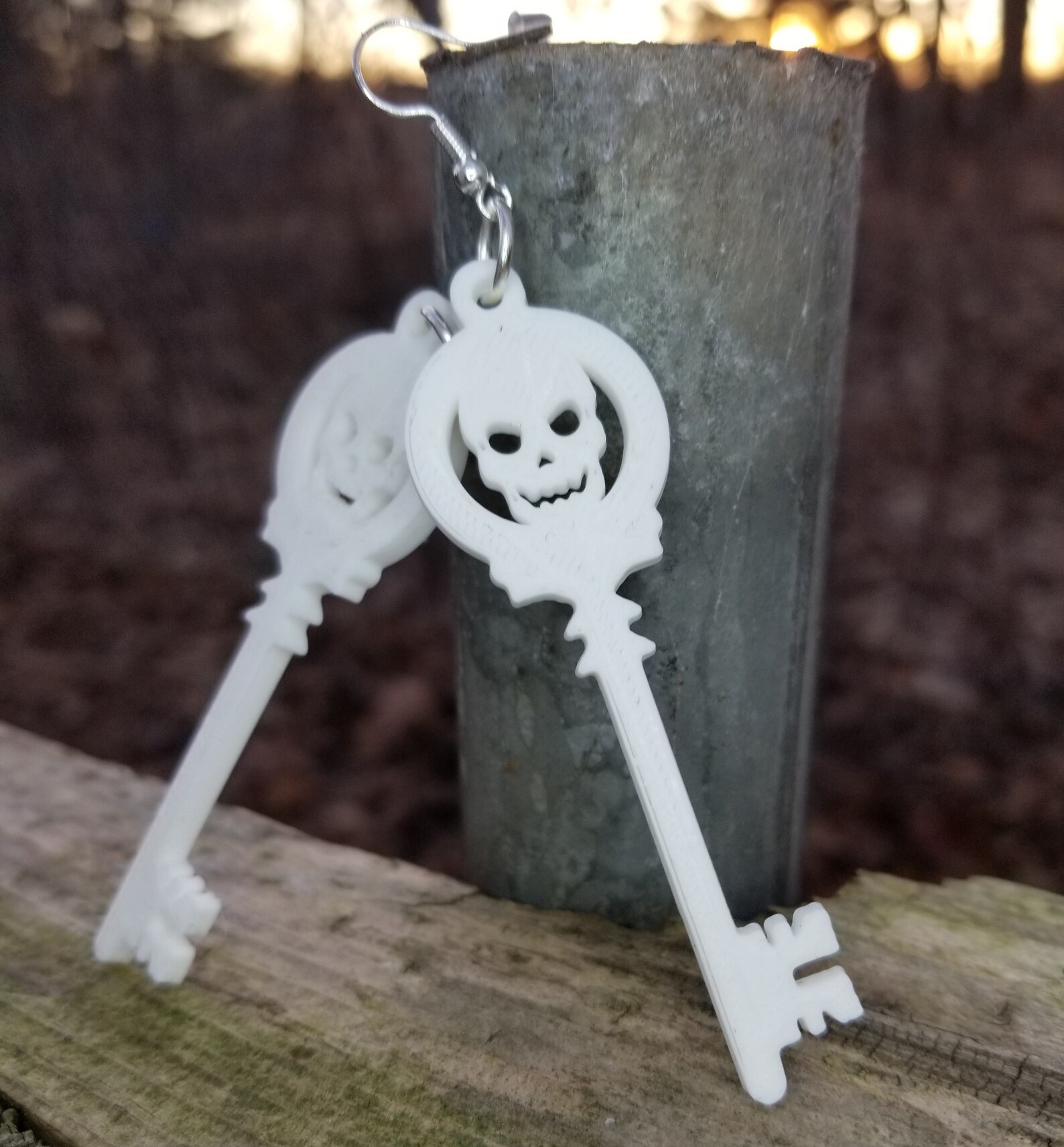 Skull Skeleton Key Oversided Statement Earrings 3D Printed - Etsy