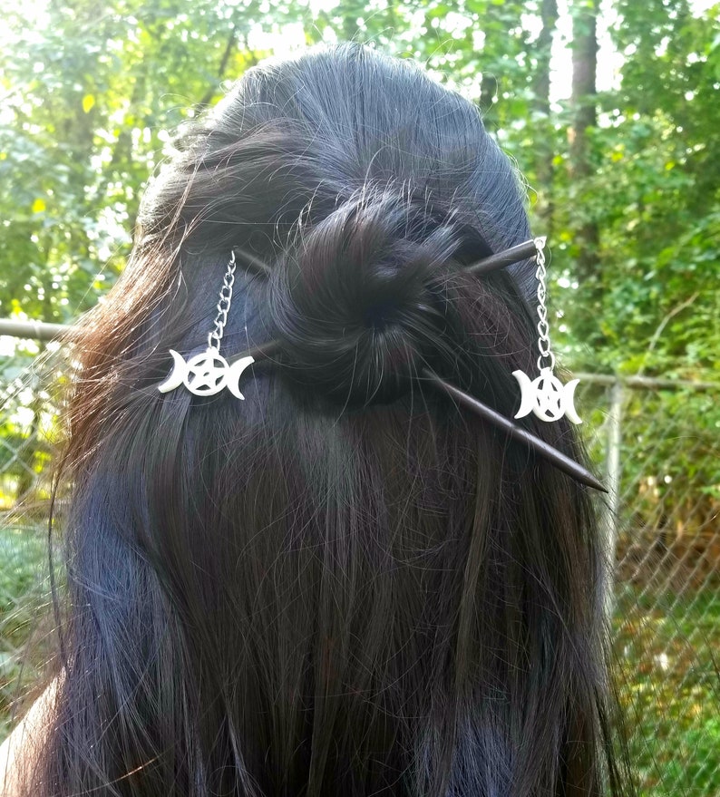 Triple Moon Pagan Witch Goddess Pentacle Hair Stick Setgift 3D - Etsy