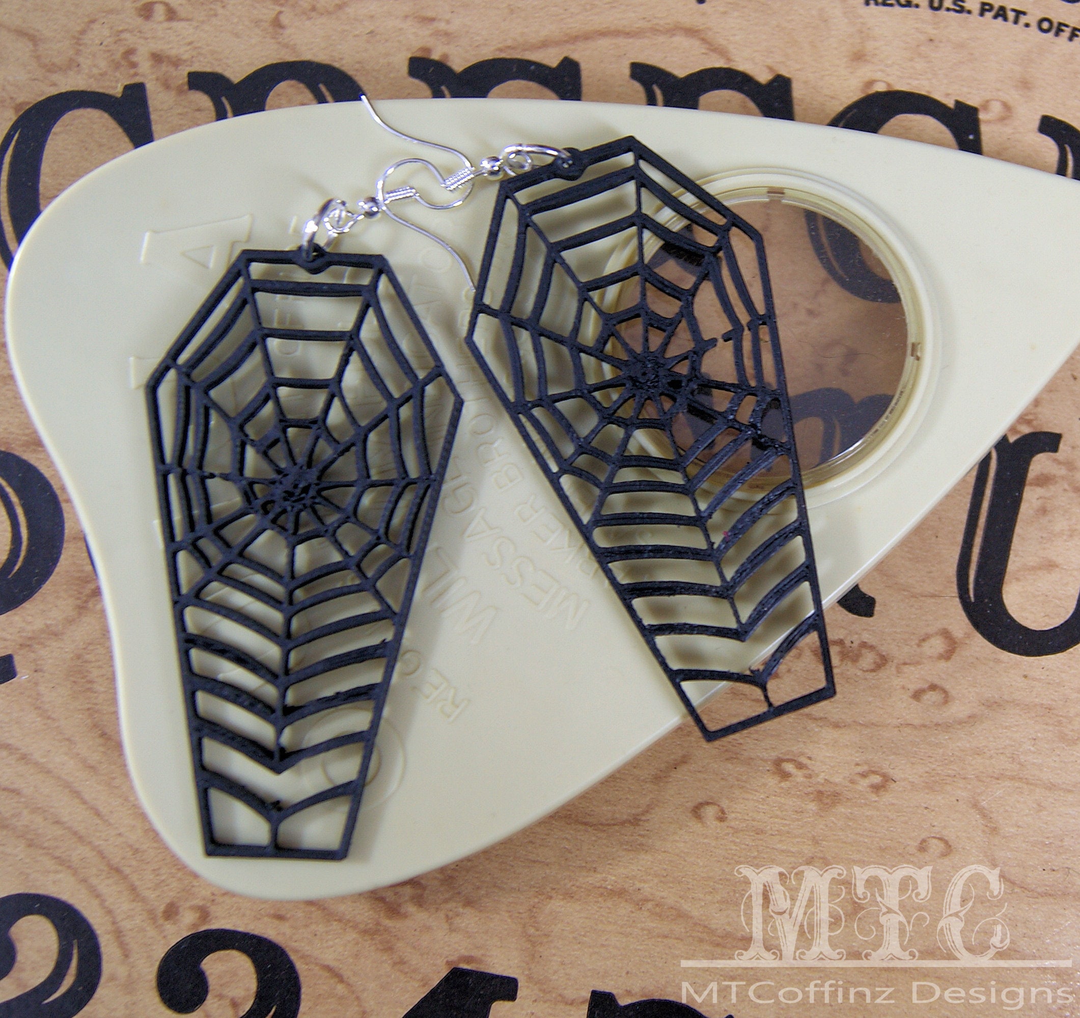 Spiderweb Coffin Casket Cobweb Earrings 3D Printed Goth Gothic | Etsy