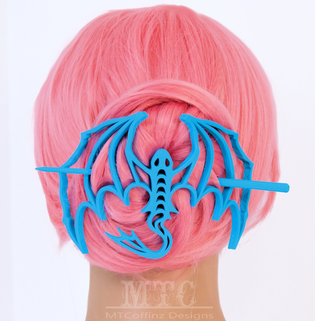 Dragon Bun Holder Hair Cage 3D Printed Mythical Creature Long Hair ...