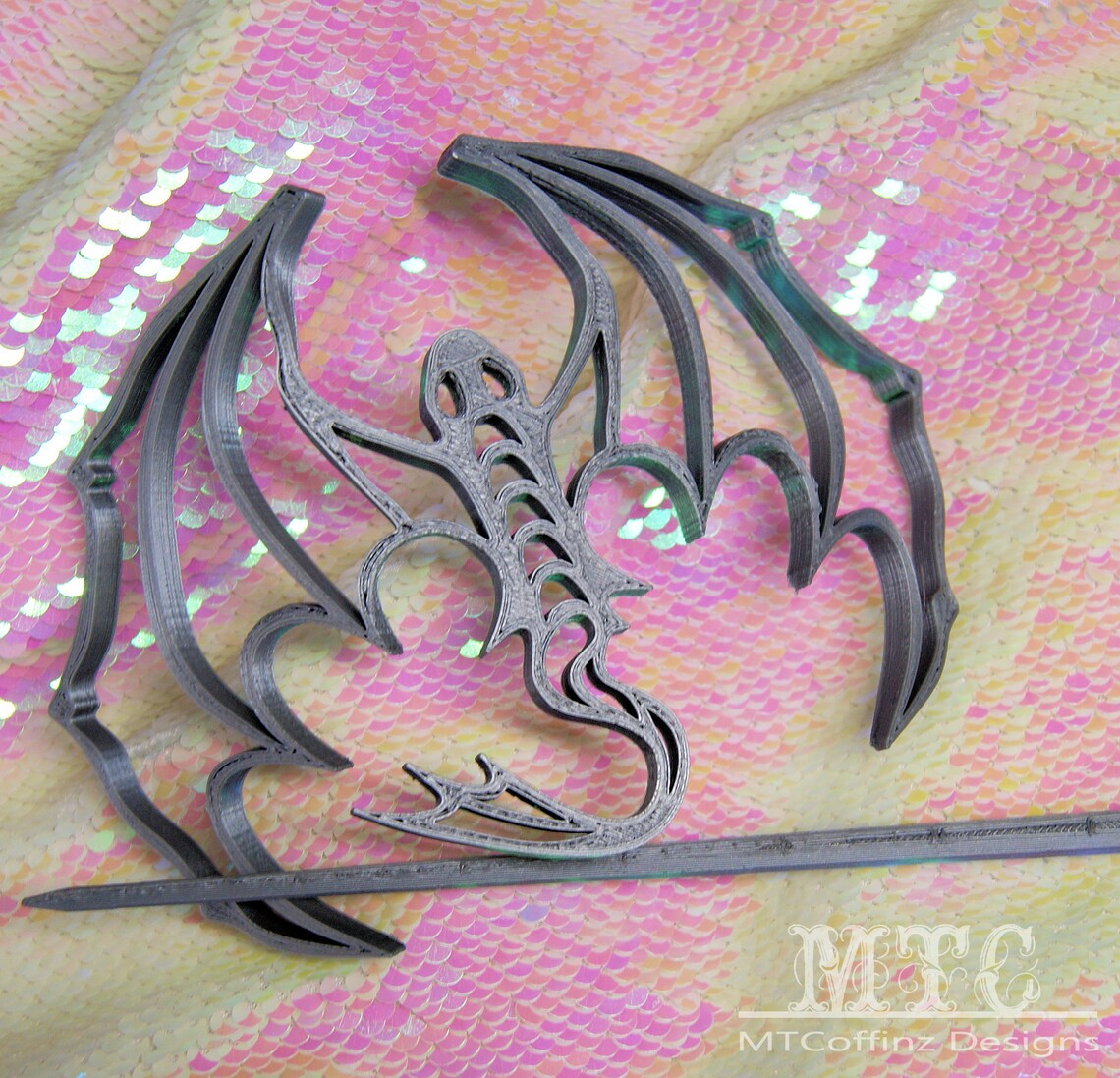 Dragon Bun Holder Hair Cage 3D Printed Mythical Creature Long Hair ...