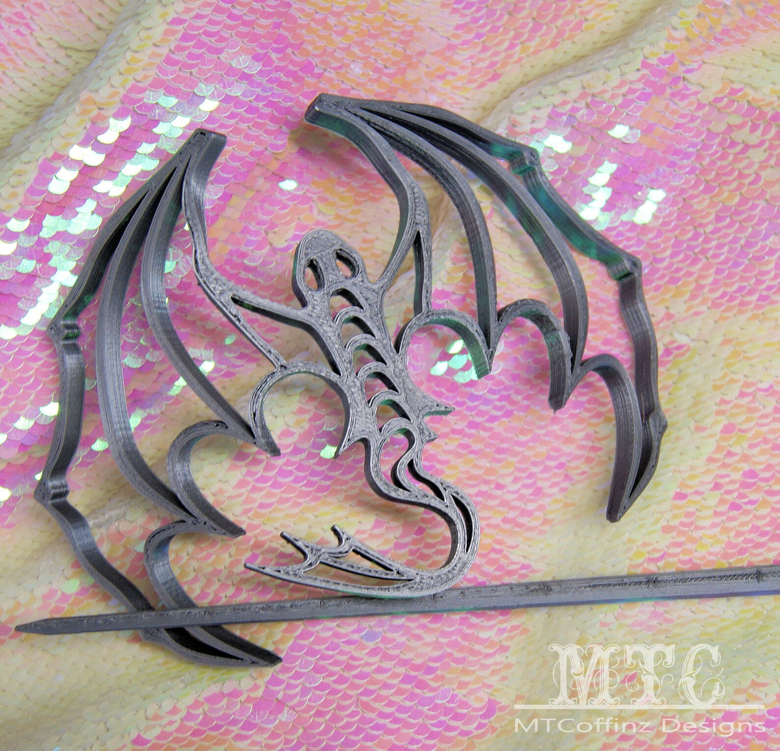 Dragon Bun Holder Hair Cage 3D Printed Mythical Creature Long Hair ...