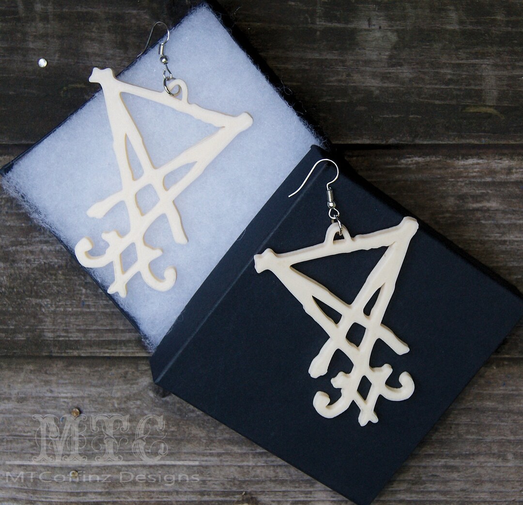 Lucifer Sigil Earrings 3D Printed Satanic Seal of Satan Pagan Wicca ...