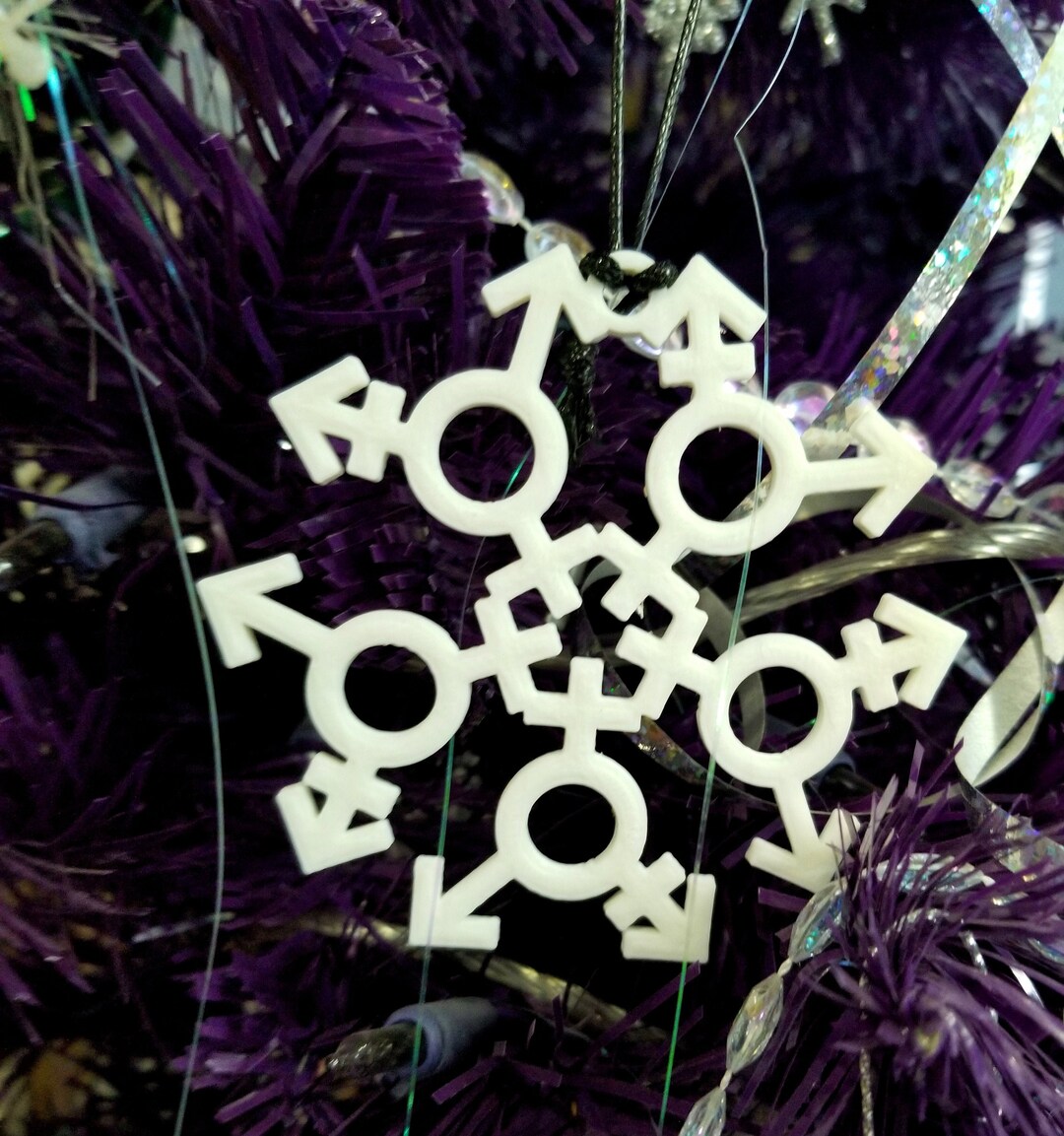 Trans Symbol LGTBQ Snowflake Tree Decoration 3d Printed Yule Gift ...