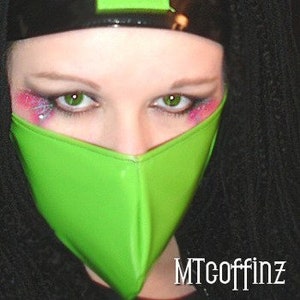 Neon Lime Green Shiny PVC Face Mask - Mtcoffinz Free Shipping USA -same ...