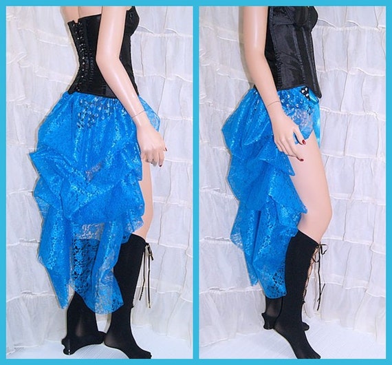 Shimmery Turquoise Blue Lace Bustle Wrap Mtcoffinz All Adult | Etsy
