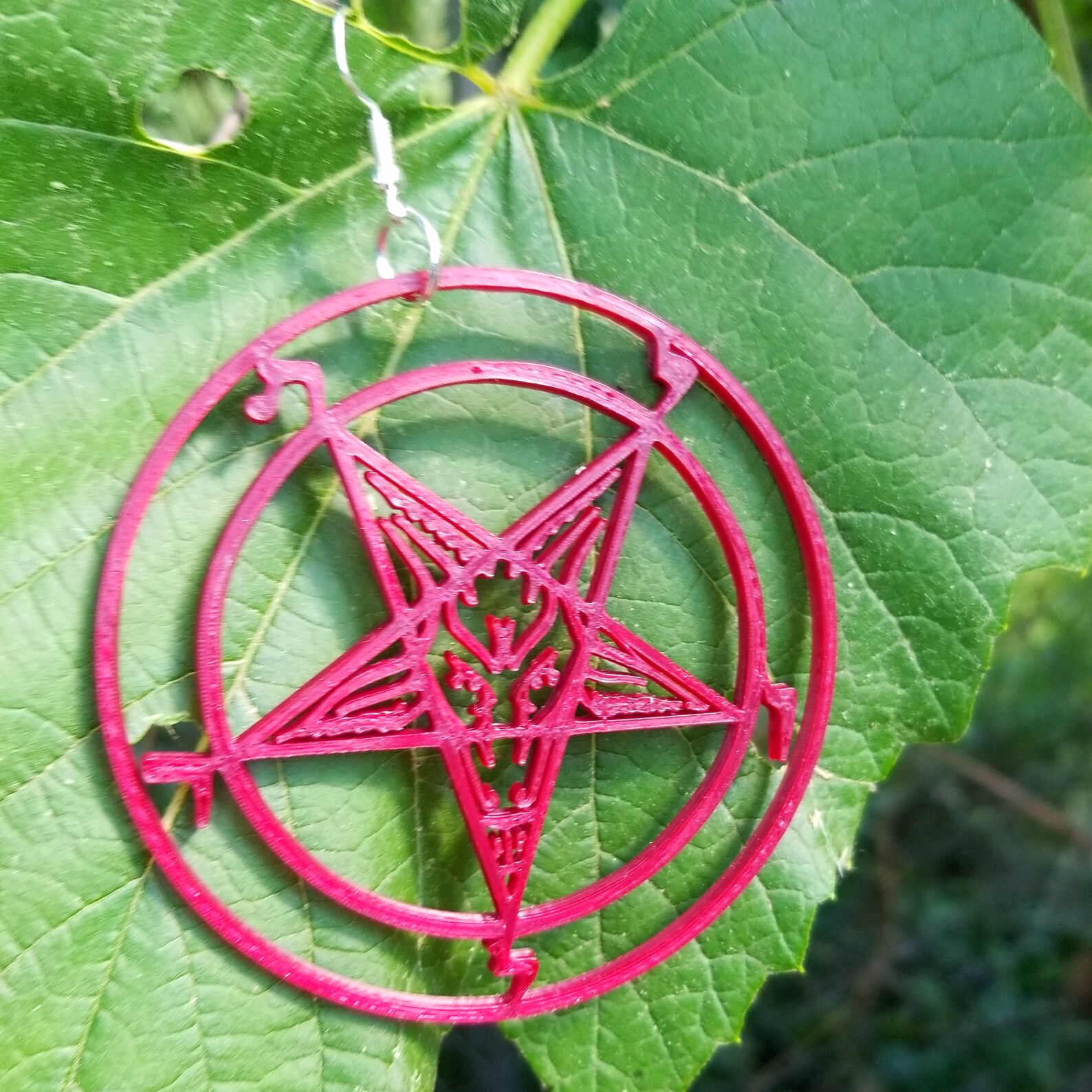 Sigil of Baphomet Pentacle Goat Head Satan Satanic Symbol Hoop Earrings ...