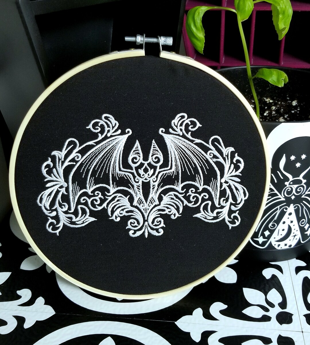 Ornate Victorian Gothic Bat 8 Inch Embroidery Hoop Art Gothic ...