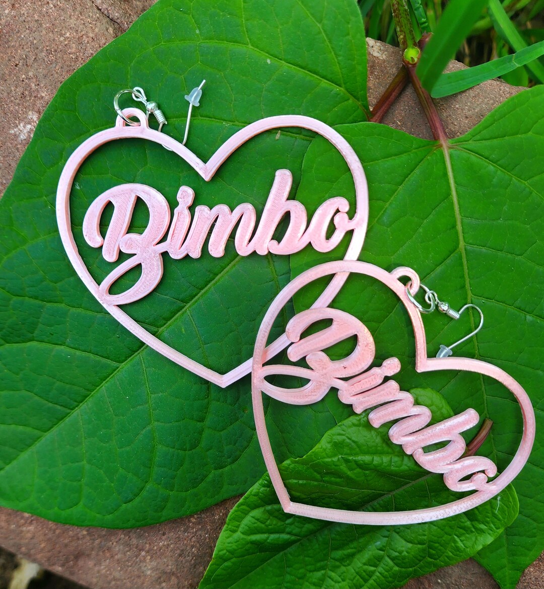 Bimbo Oversized Heart Hoop Earrings Plant Based Plastic Eco Friendly Word Jewelry 3d Printed