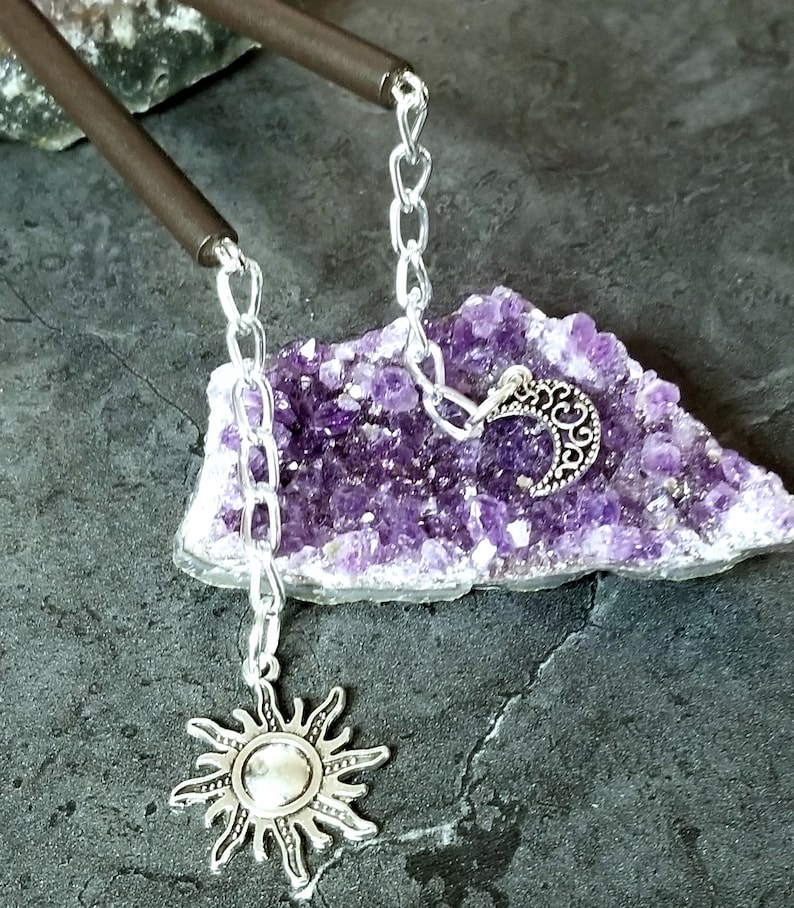 Crescent Moon and Sun Hair Stick Set Pair Updo Goth Gothic | Etsy