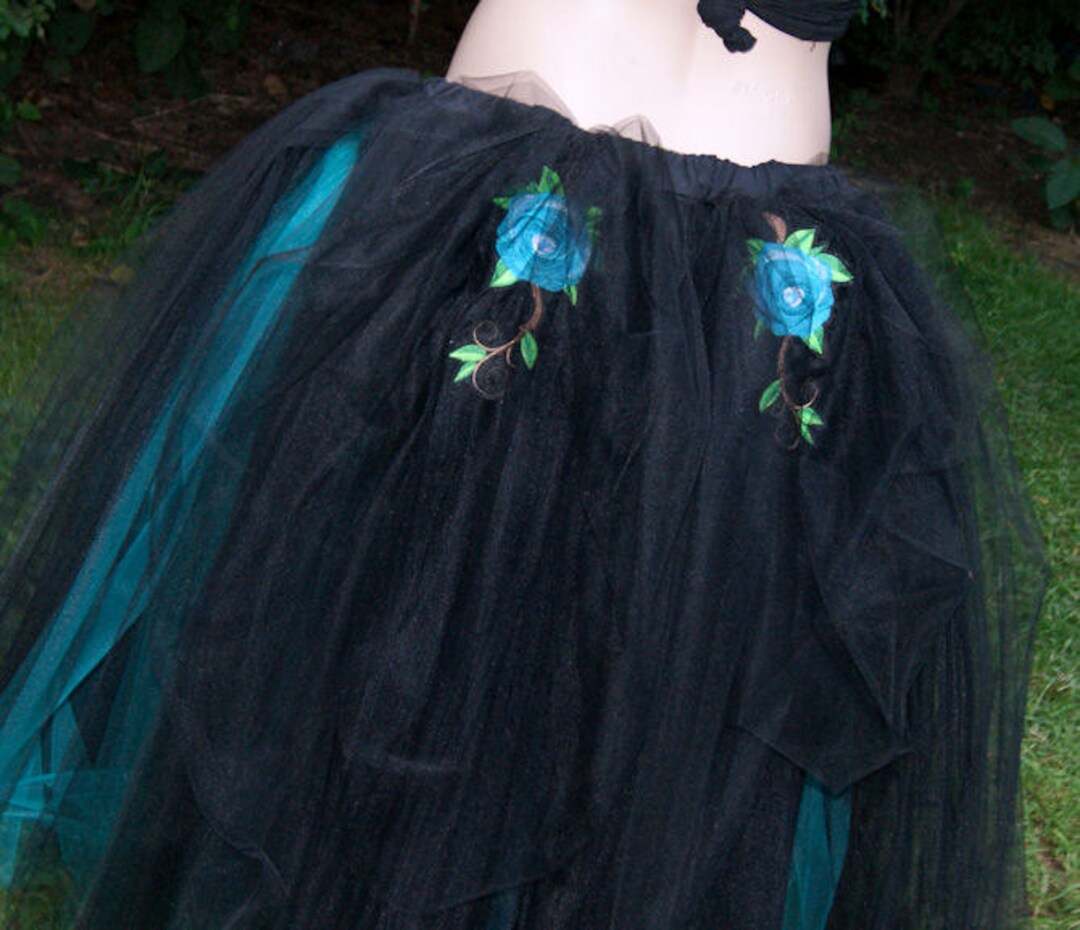 Black and Teal Gothic Tea Length Embroidered Roses Wedding - Etsy