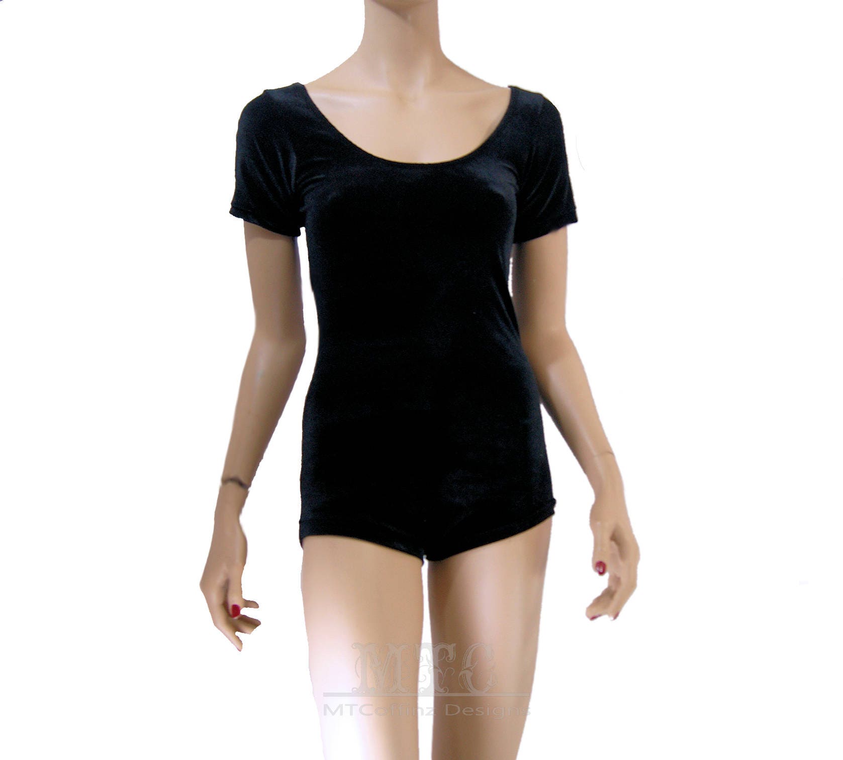 Short Sleeve Velvet Bodysuit Romper Playsuit Yoga Dance Leotard Boho ...