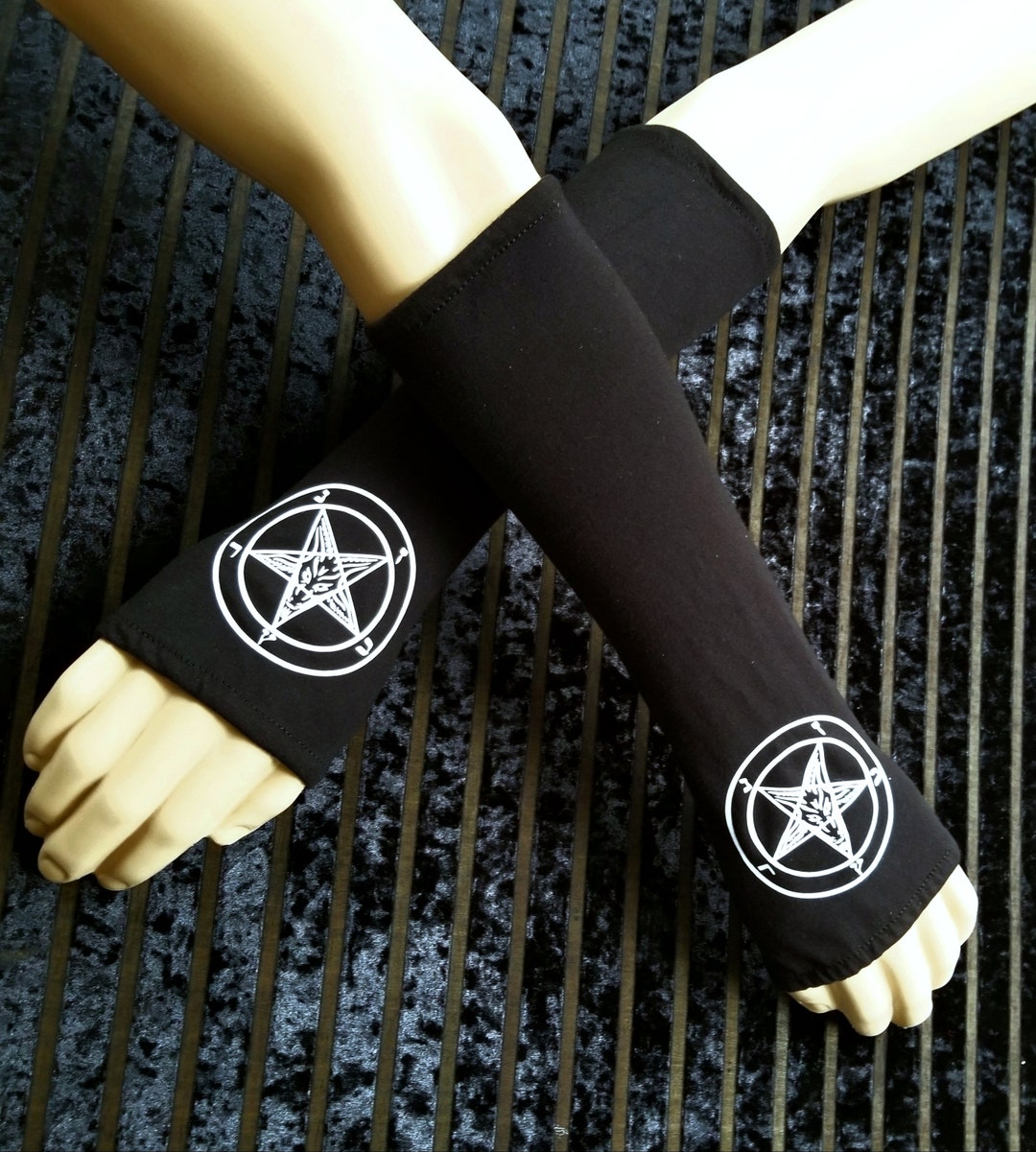 Sigil of Baphomet Satanism Horned God Arm Warmers Fingerless Gloves MTC ...