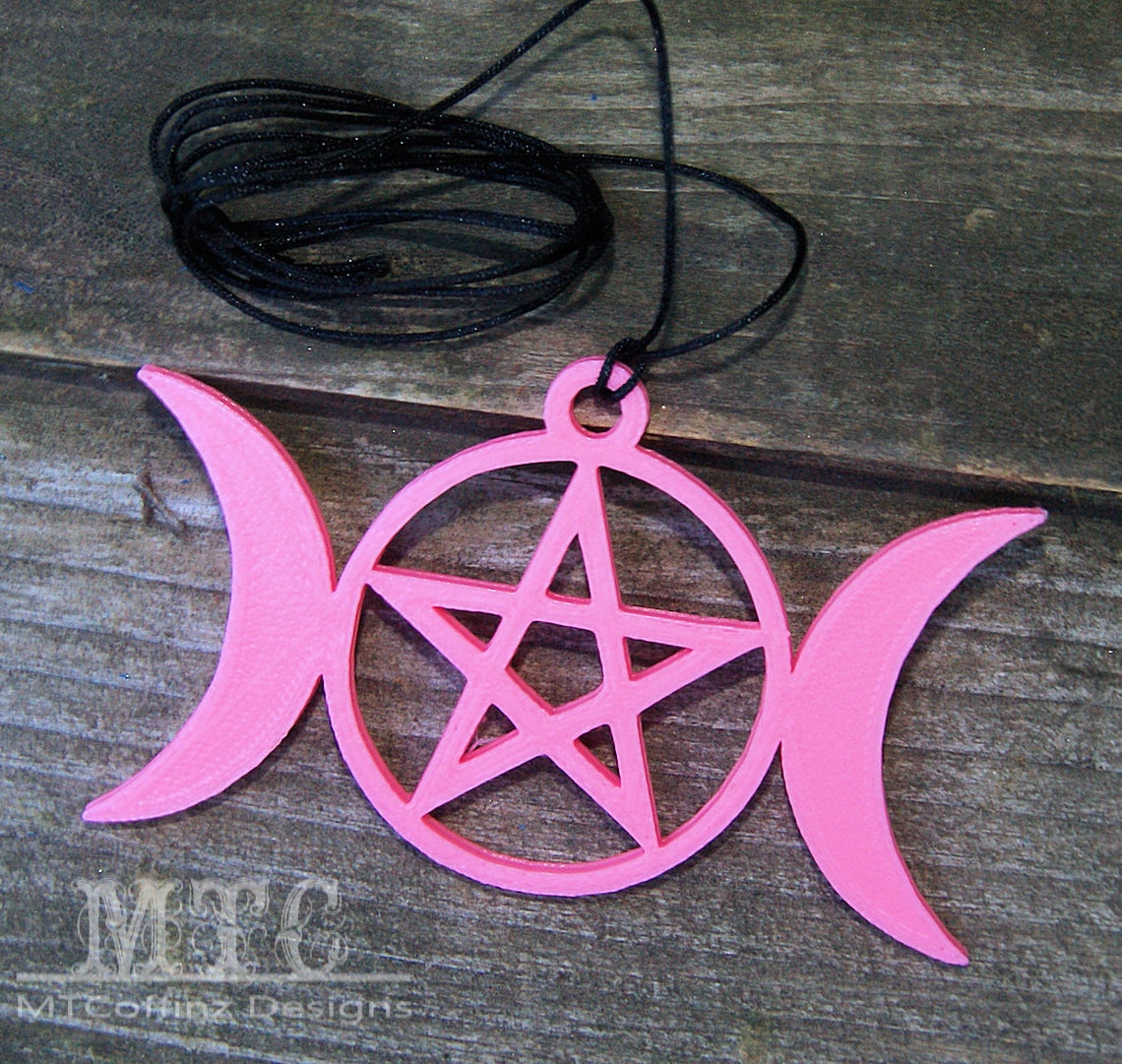 Triple Moon Pentacle Pendant 3D Printed Goddess Lunar Cycle - Etsy