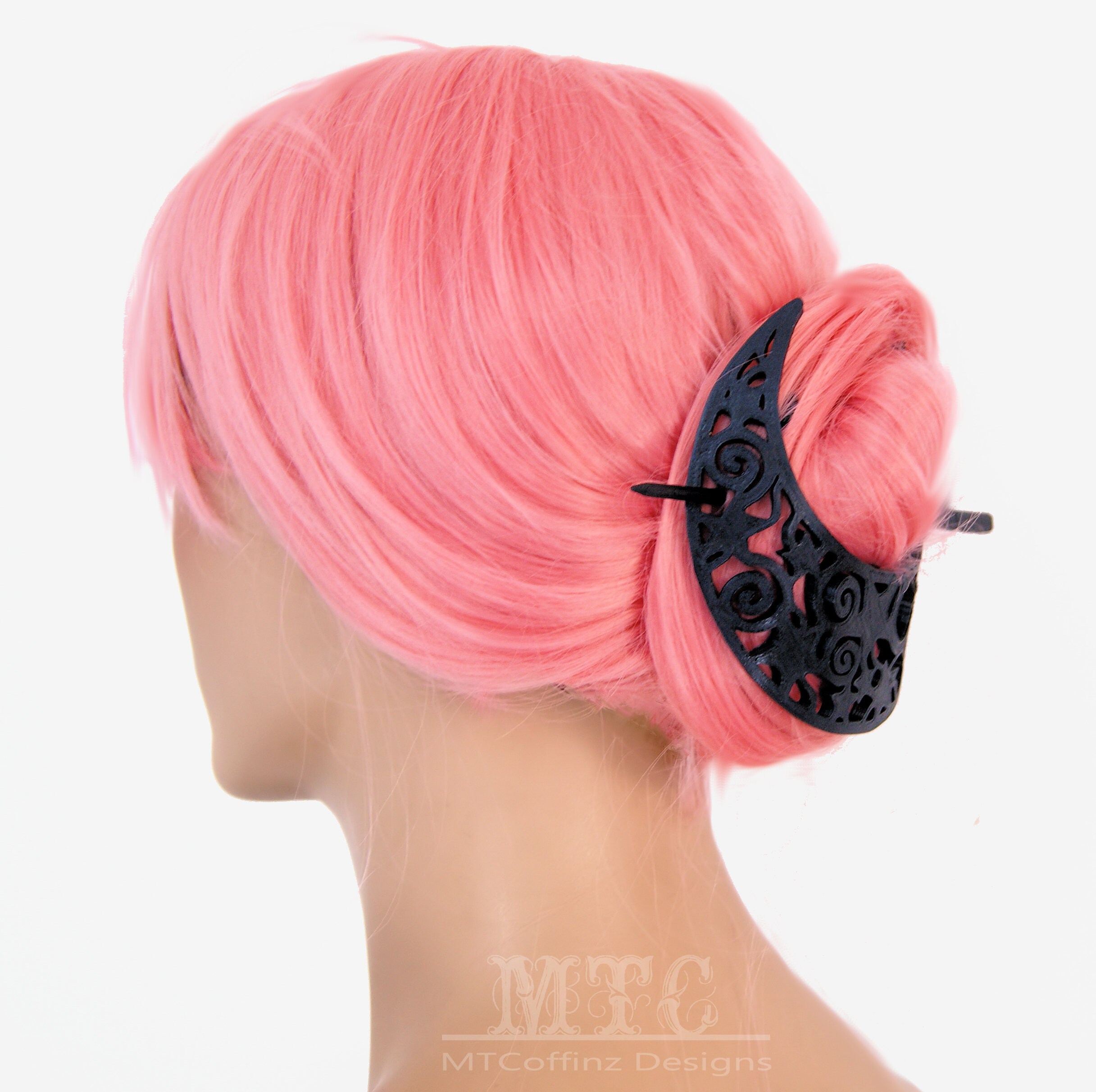 Crescent Moon Celestial Bun Holder Hair Cage 3D Printed Long | Etsy