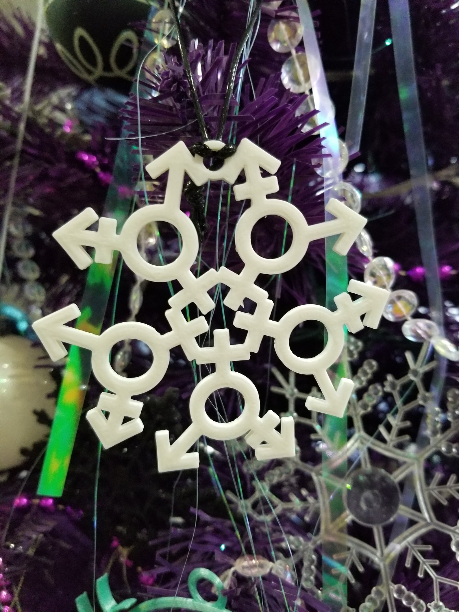 Trans Symbol LGTBQ Snowflake Tree Decoration 3d Printed Yule Gift ...