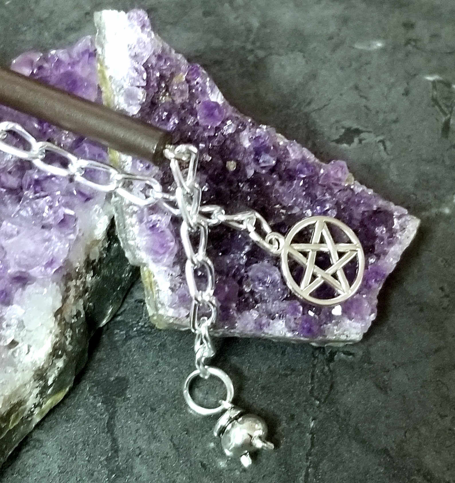 Pentacle Pentagram and Cauldron Hair Stick Set Pair Updo Goth - Etsy