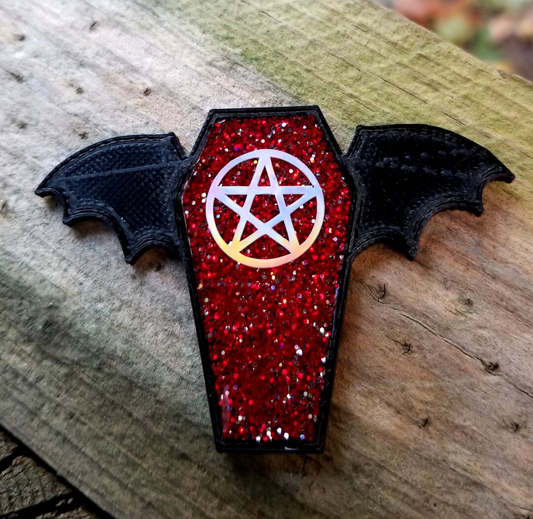 Coffin Pin Casket Brooch Lapel Pinback Glitter 3d Printed Holographic ...