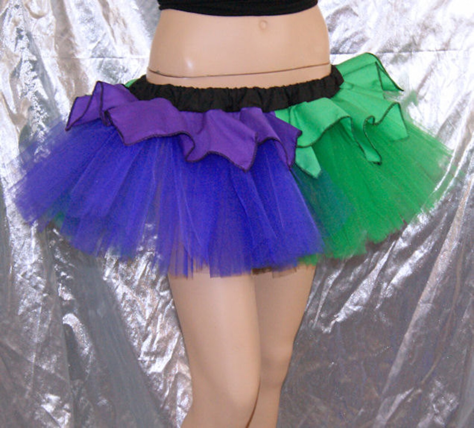 Purple Green Joker Split Ruffle Sewn Tutu Tulle Cosplay Tutu Skirt ...