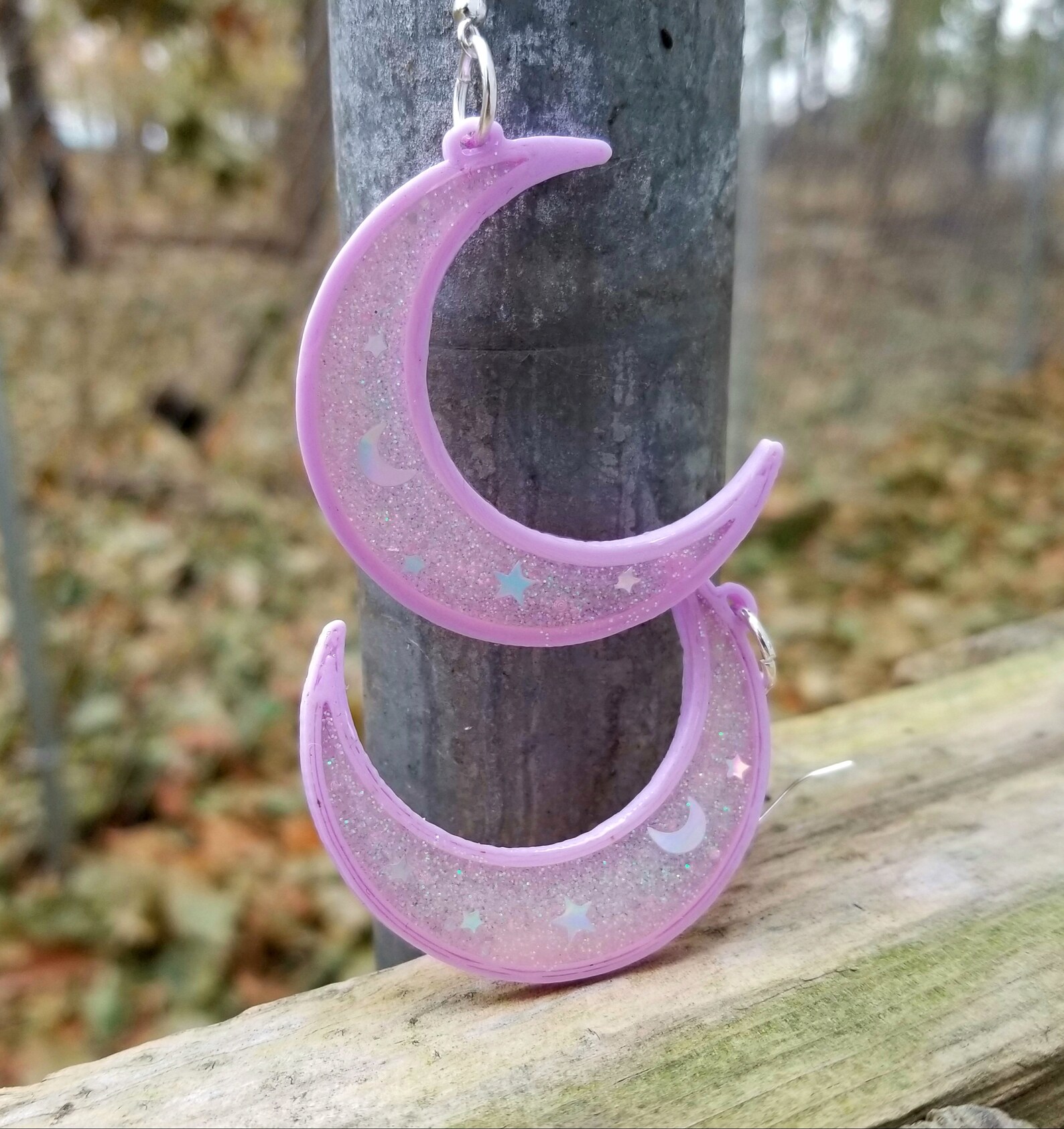 Pastel Goth Lavender and Pink Crescent Moon and Stars - Etsy