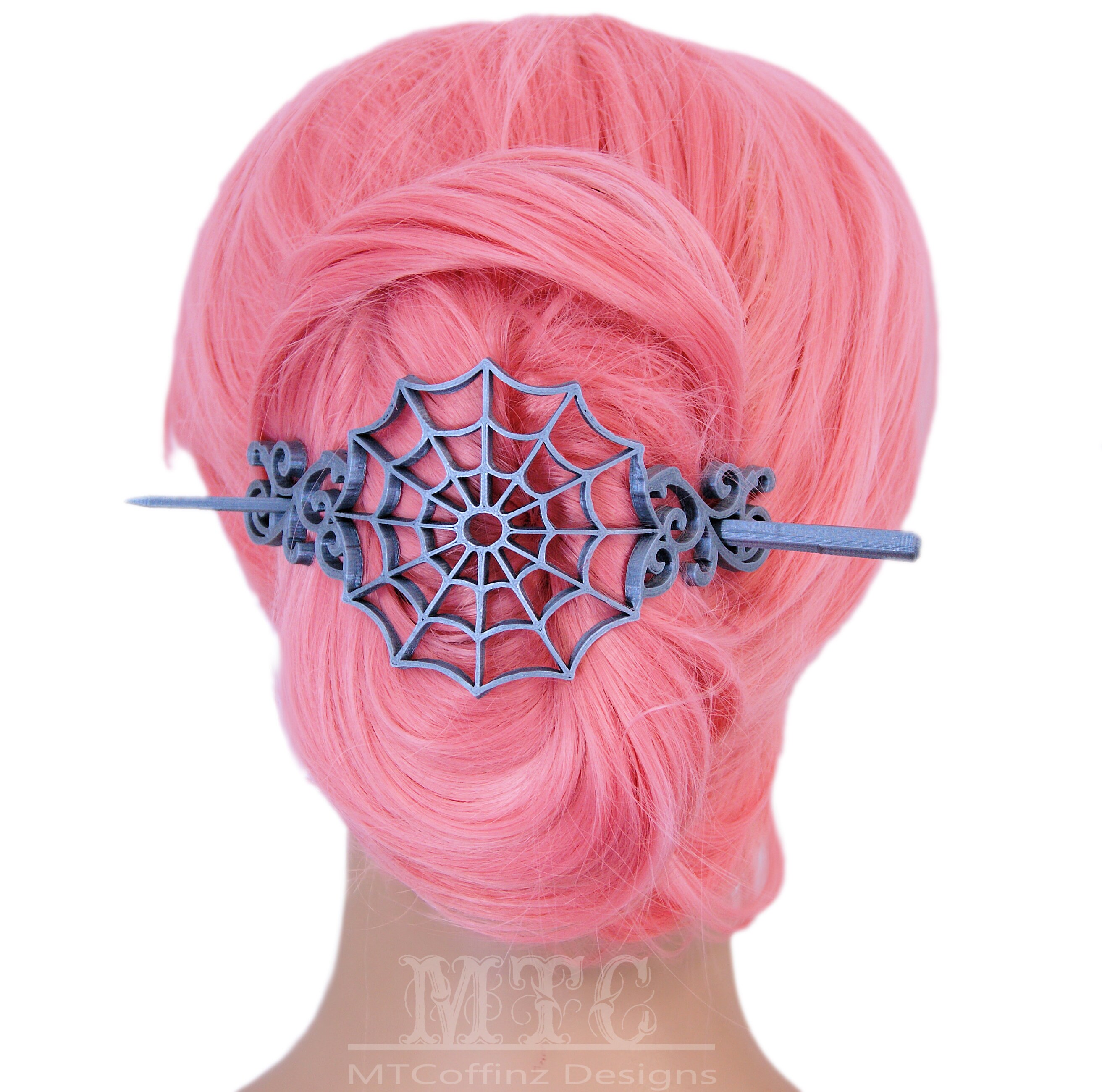 Spiderweb Bun Holder Hair Cage 3D Printed Long Hair Accessory Scarf ...