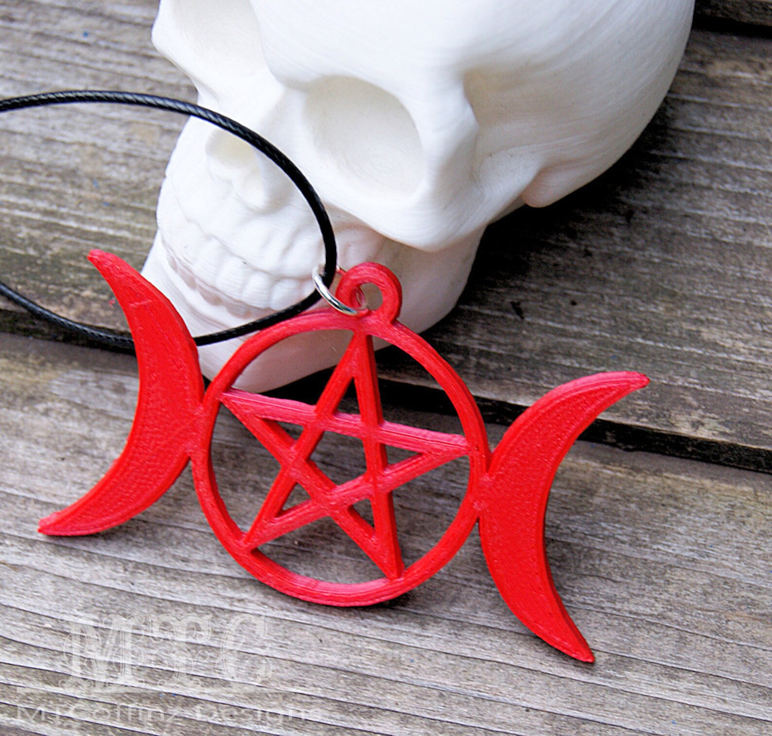 Triple Moon Pentacle Pendant 3D Printed Goddess Lunar Cycle | Etsy