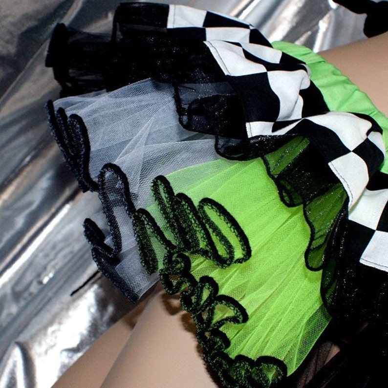 Toxic Lime Checkerboard Roller Derby Gogo Mini Tutu Adult All - Etsy