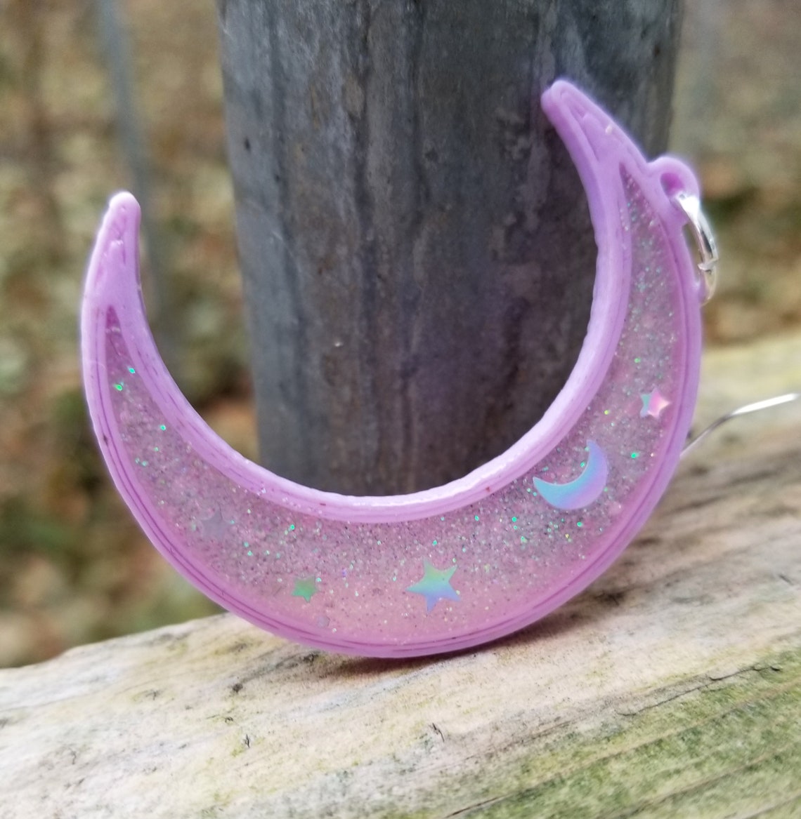 Pastel Goth Lavender and Pink Crescent Moon and Stars - Etsy