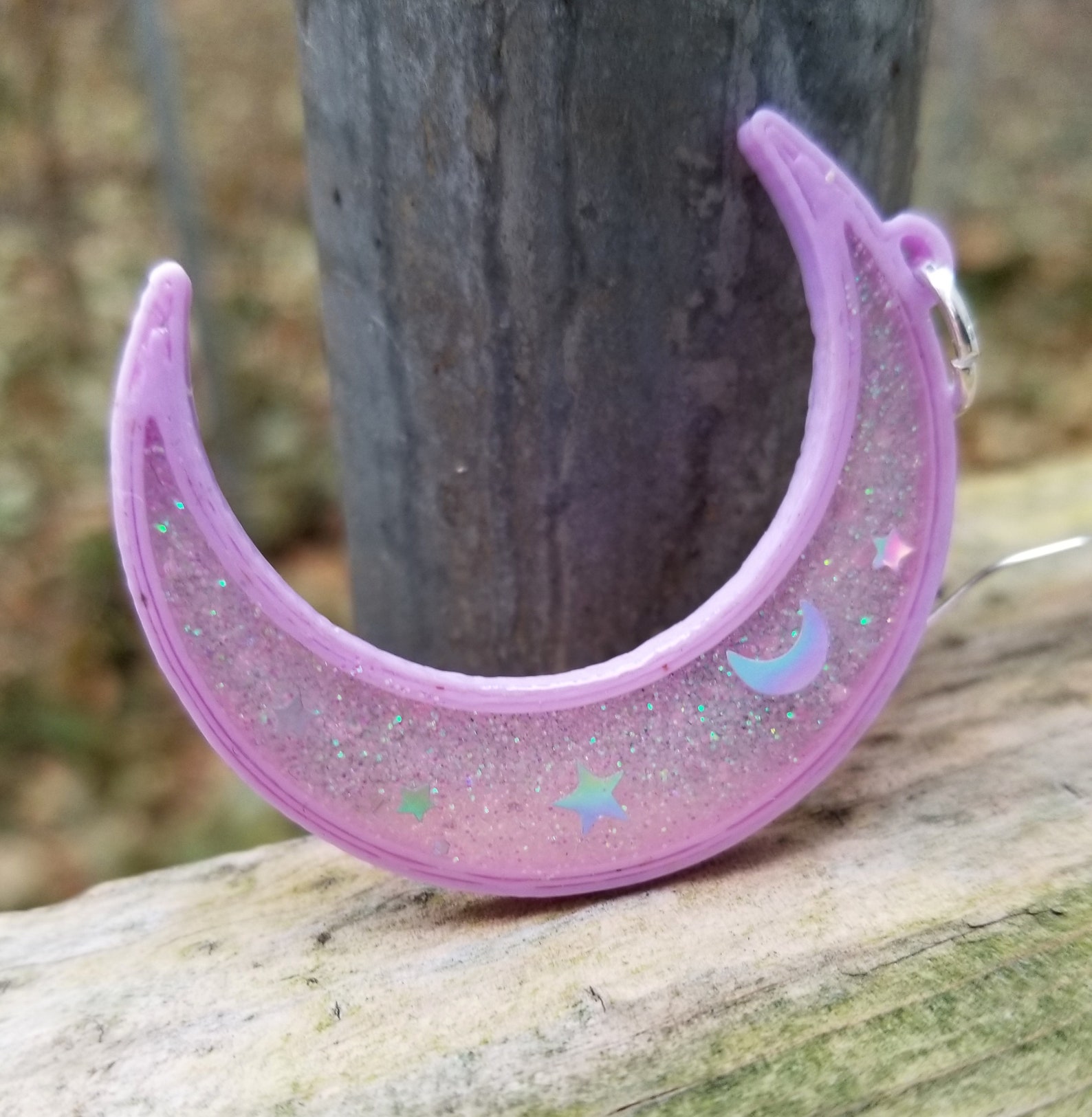 Pastel Goth Lavender and Pink Crescent Moon and Stars - Etsy