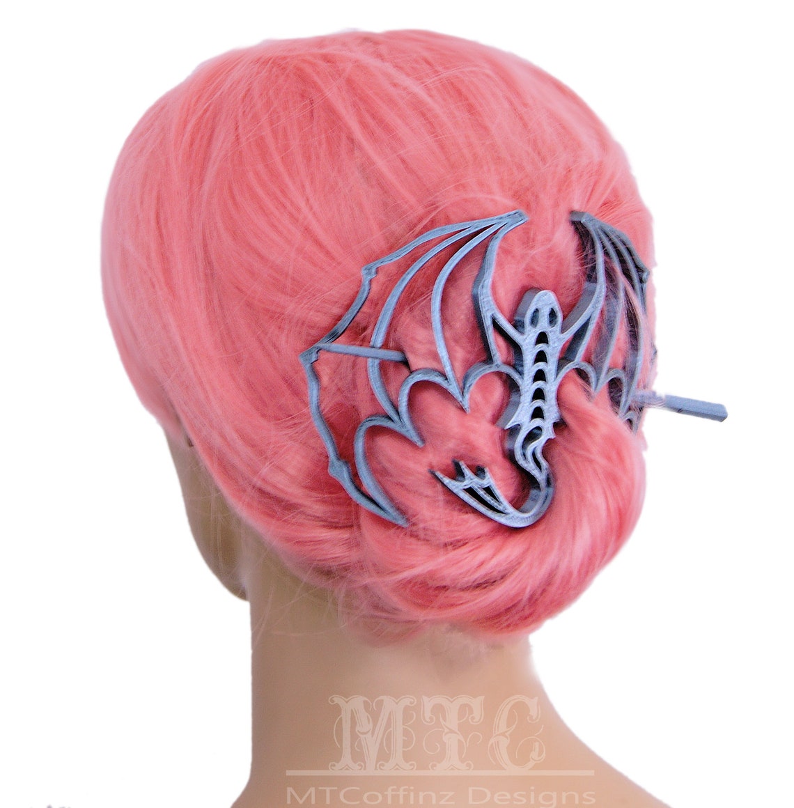 Dragon Bun Holder Hair Cage 3D Printed Mythical Creature Long Hair ...