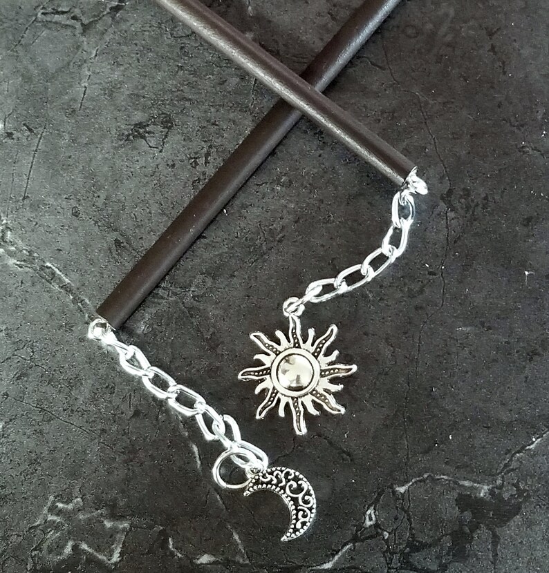 Crescent Moon and Sun Hair Stick Set Pair Updo Goth Gothic | Etsy