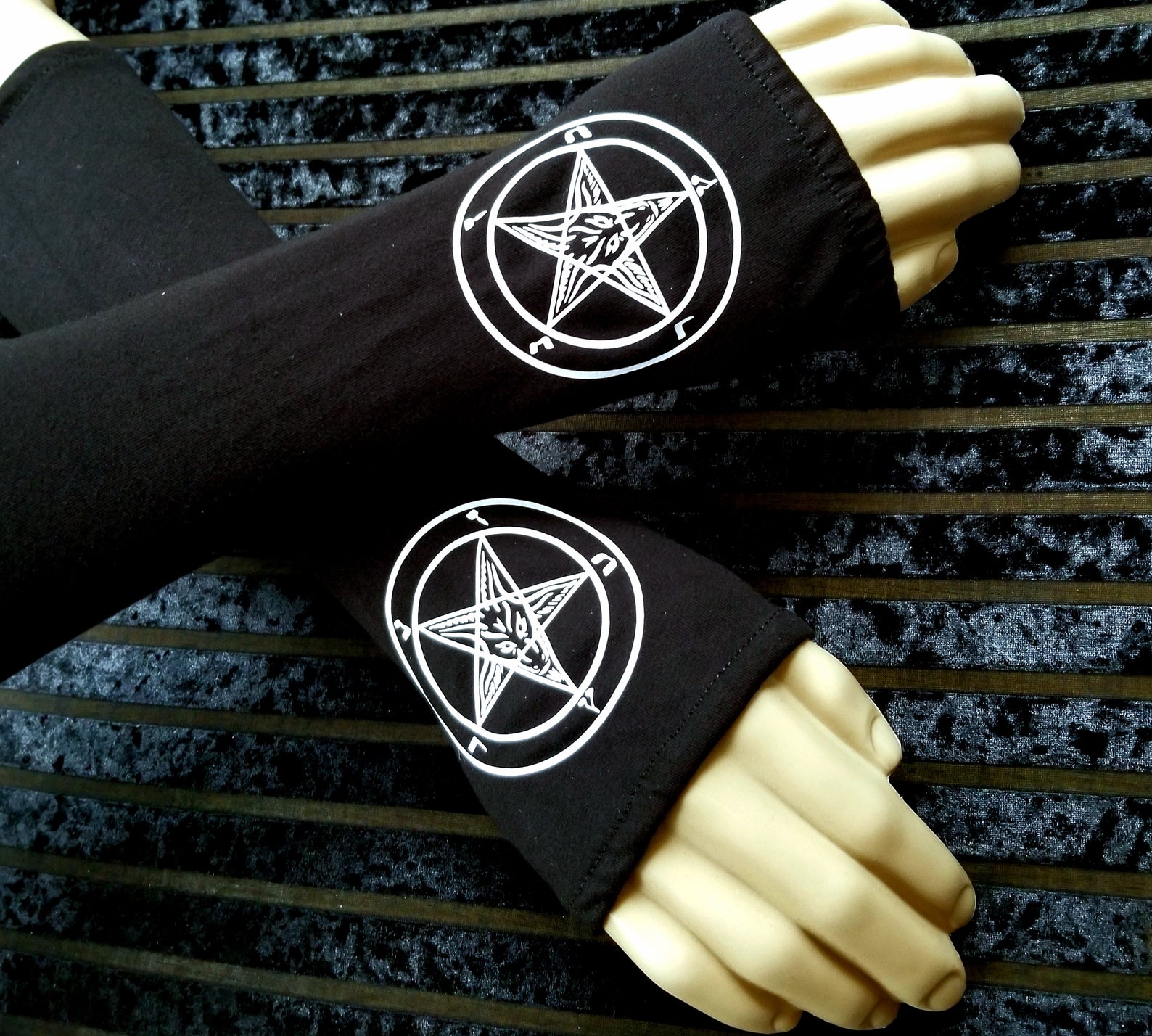 Sigil of Baphomet Satanism Horned God Arm Warmers Fingerless Gloves MTC ...