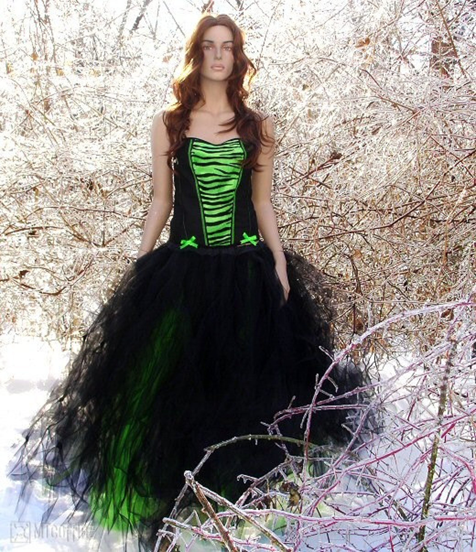 Tulle Skirt Statement Piece Couture Neon Green Cyber Gothic - Etsy