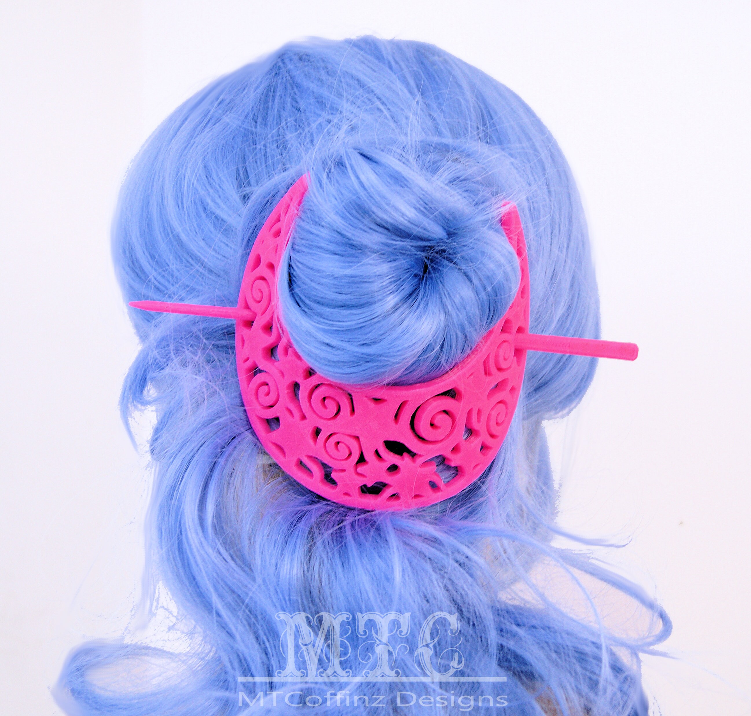 Crescent Moon Celestial Bun Holder Hair Cage 3D Printed Long - Etsy