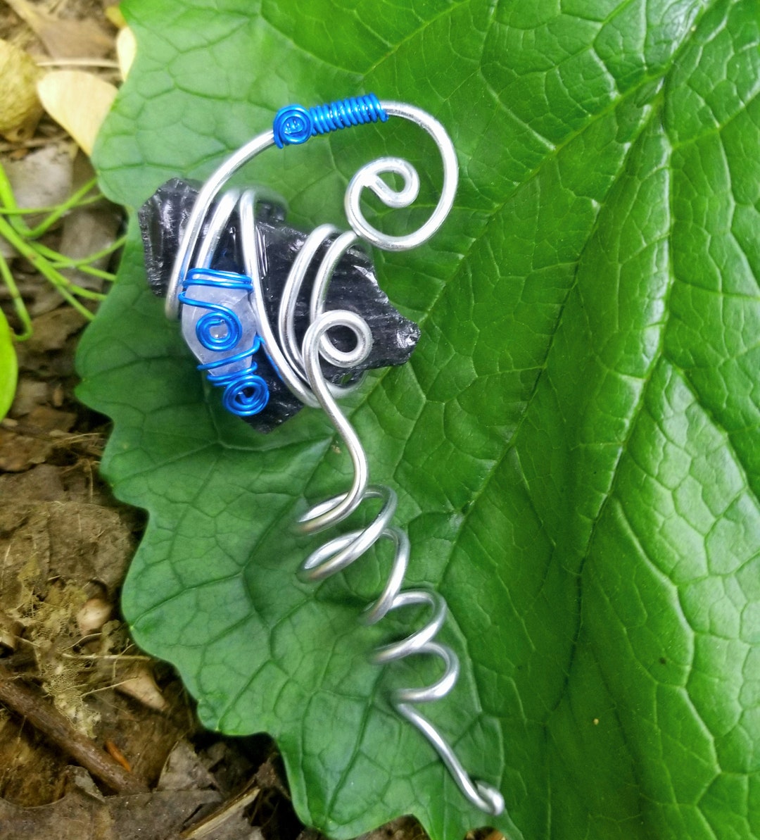 Obsidian + Quartz Crystals Plant Stake Crystal Healing Whimsical Pot ...