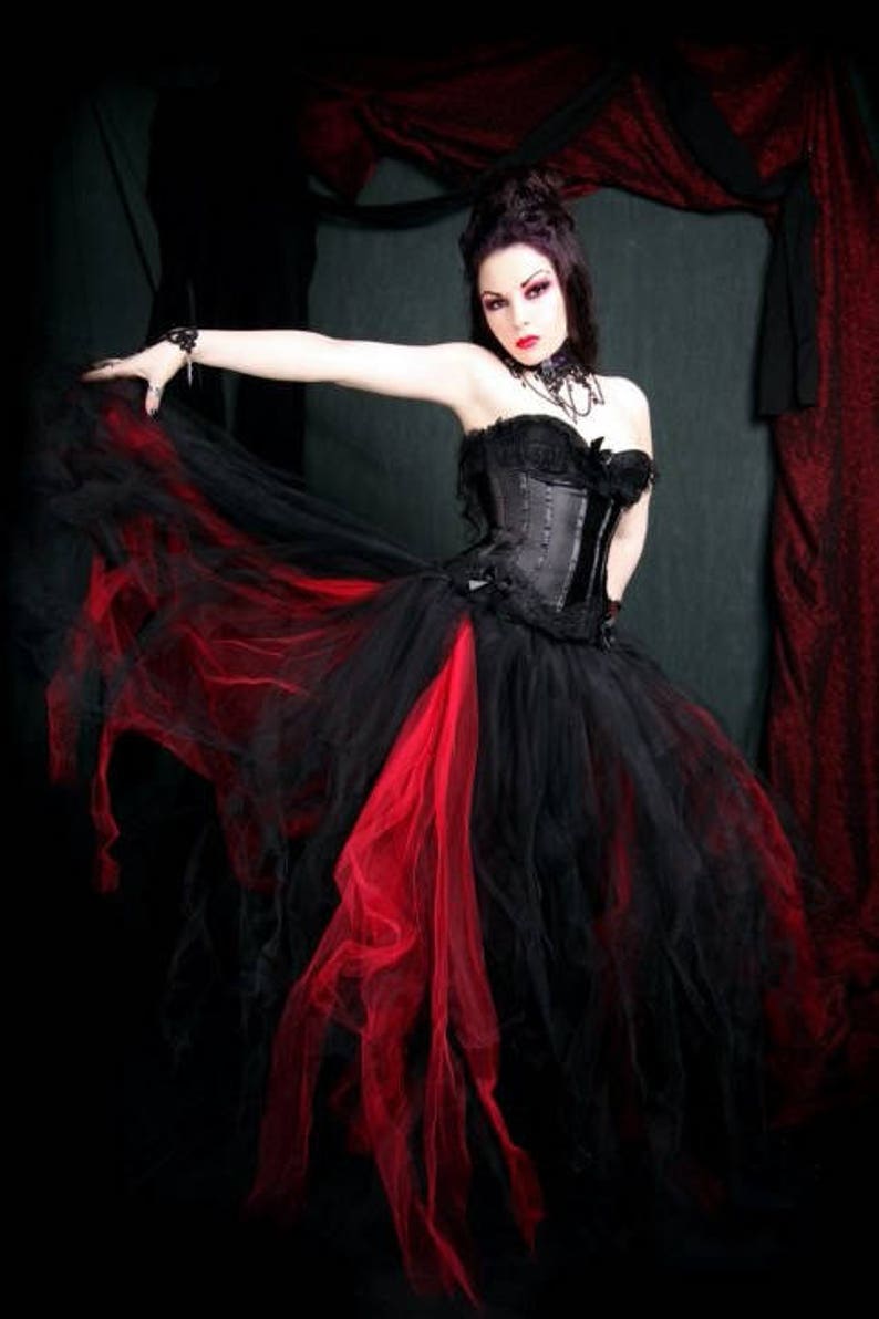 Gothic Kleid Rot Schwarz