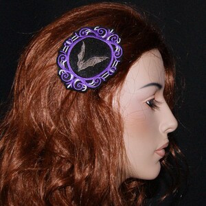 Vampire Bat Purple Silver Cameo Embroidered Goth Hair Clip Mtcoffinz - Etsy