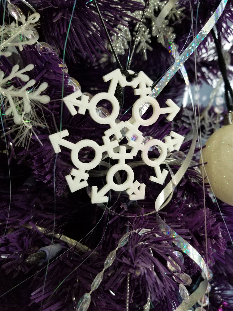Trans Symbol LGTBQ Snowflake Tree Decoration 3d Printed Yule Gift ...