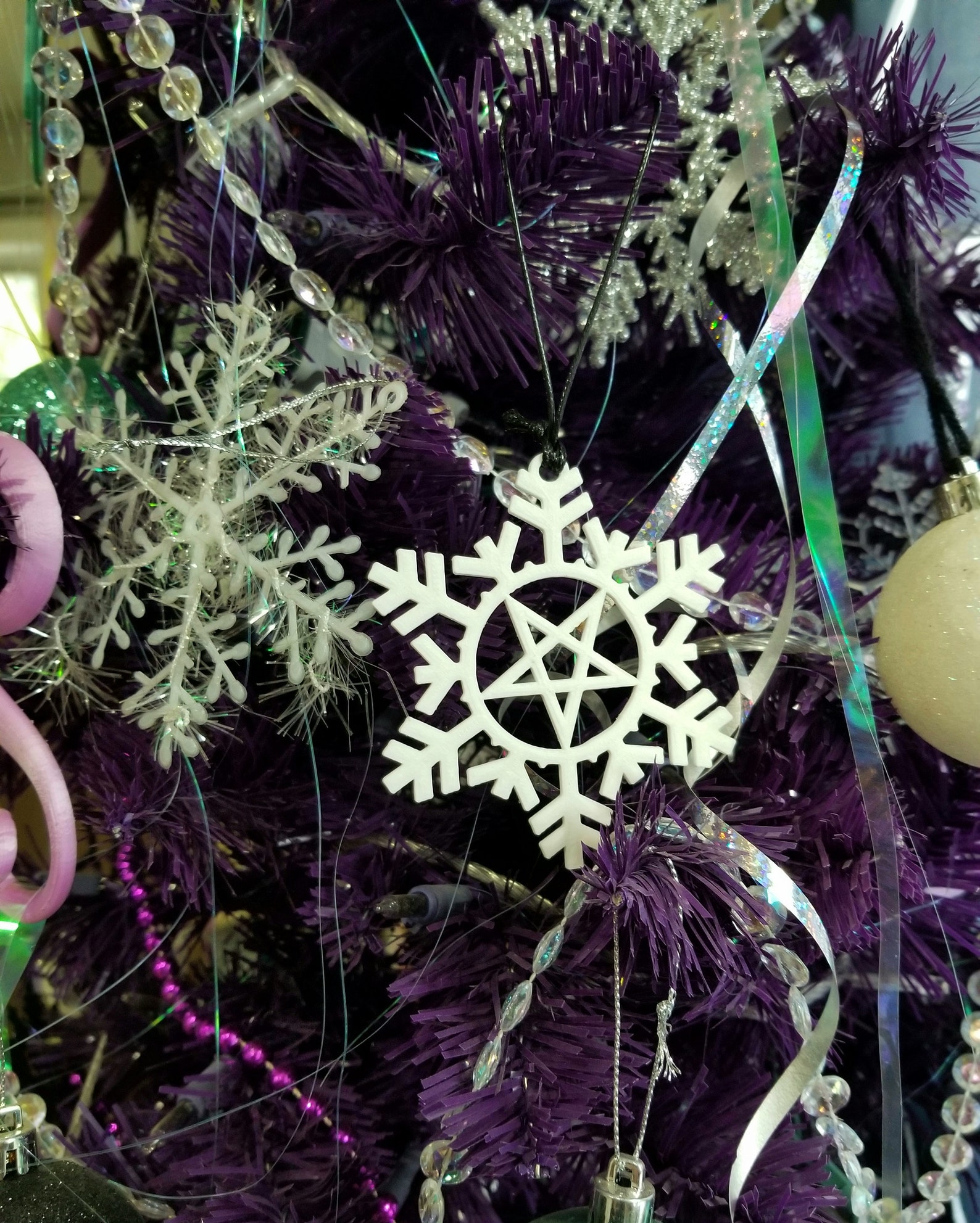 Pentacle Pentagram Hexmas Snowflake Tree Decoration Witch Wiccan 3d ...