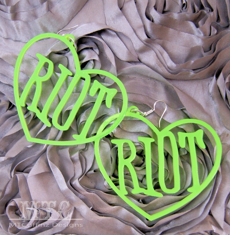 RIOT Heart Hoop Earrings 3D Printed Punk Protest Feminist - Etsy