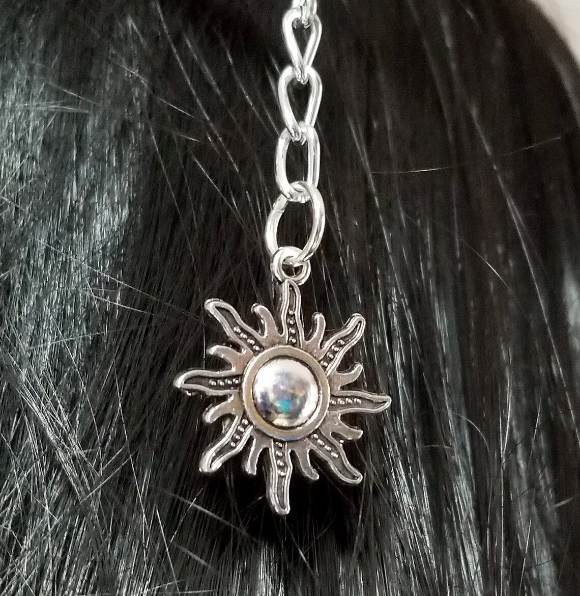 Crescent Moon and Sun Hair Stick Set Pair Updo Goth Gothic | Etsy