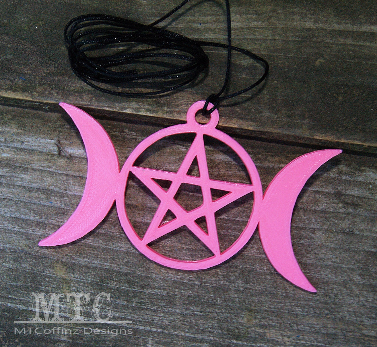 Triple Moon Pentacle Pendant 3D Printed Goddess Lunar Cycle | Etsy