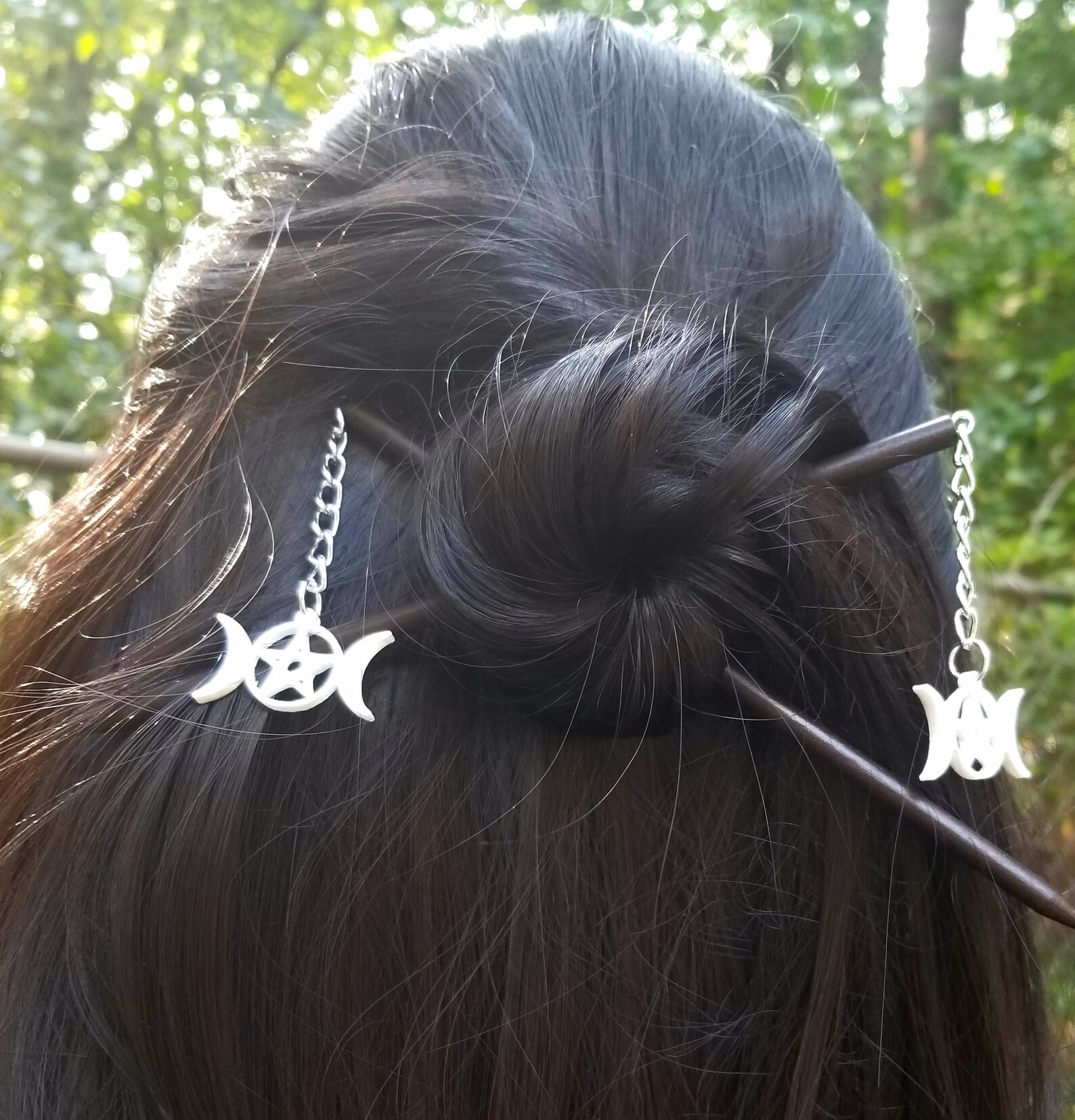 Triple Moon Pagan Witch Goddess Pentacle Hair Stick Setgift 3D Printed ...