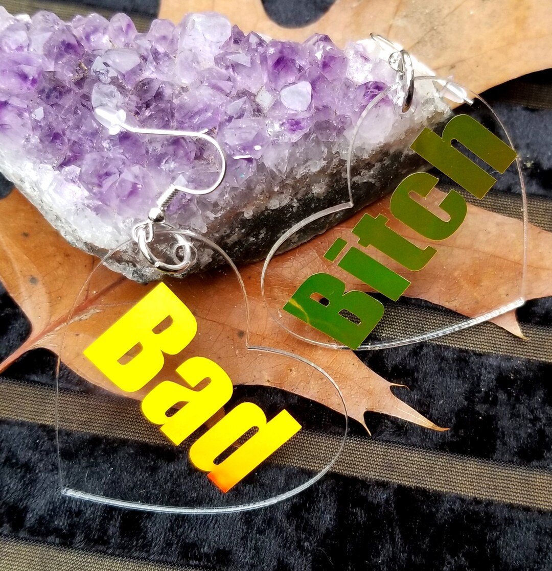 Bad Bitch Transparent Heart Gold Holographic Color Shifting Rainbow ...